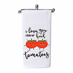 I Love You from My Head Tomatoes Kitchen Tea Towel Waffle Weave Towel Dish Cloth Sweet Housewarming Gift (Head Tomatoes)