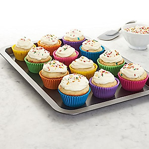 Amazon Basics Reusable Silicone Baking Cups, Muffin Liners - Pack of 12, Multicolor