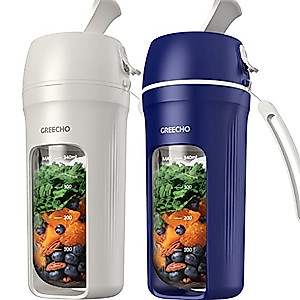 GREECHO Portable Blender, One-handed Drinking Mini Blender for Shakes and Smoothies, 12 oz Personal Blender with Rechargeable USB, Made with BPA-Free Material Portable Juicer