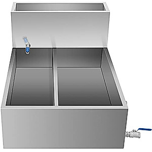 VBENLEM Maple Syrup Evaporator Pan 36x24x18.5 Inch Stainless Steel Maple Syrup Boiling Pan with Valve and Thermometer and Divided Pan and Feed Pan