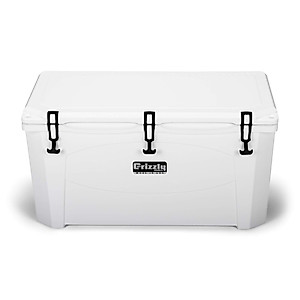 Grizzly 100 Cooler | 100 qt Ice Chest Durable Rotomolded Insulated | Made in USA | Warranty for Life | For Beach Boat Camping Fishing Hunting | G100 | White