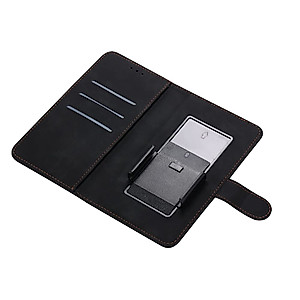 Ranyi for Lenovo ThinkPhone 5G Case, Motorola ThinkPhone Case, Universal Leather Wallet Case with Credit Card Holder Movable Clip Magnetic Flip Wallet Protective Case for Lenovo ThinkPhone 5G -Black