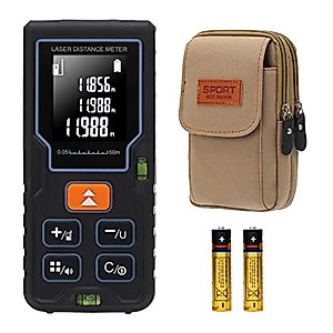 Laser Measurement Tool 196ft/60m Laser Tape Measure Laser Distance Measure Laser Measuring Tape Laser Distance Meter Laser Measuring Device Range Finder Digital Tape Measure with Laser