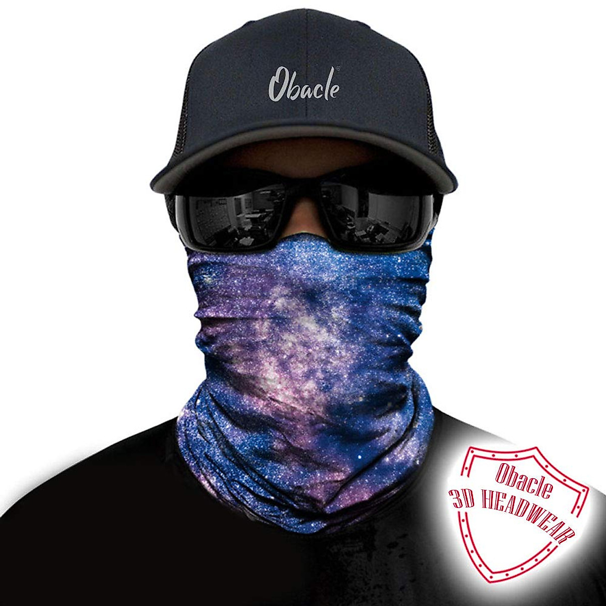 Obacle Seamless Bandana for Rave Face Mask Dust Wind UV Sun Protection Neck Gaiter Tube Mask Headwear for Women Men Festival Party Motorcycle Riding Fishing Outdoor (Starry Sky Light Purple Blue)