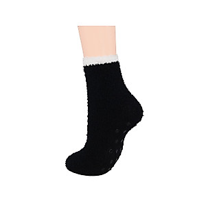 Cosy Encounter Womens Fuzzy Slipper Socks Winter Warm Anti Slip Socks Comfy Thick Thermal Socks Casual Home 5 Pairs White Black One Size, WDCEBS4072SXG5PSN