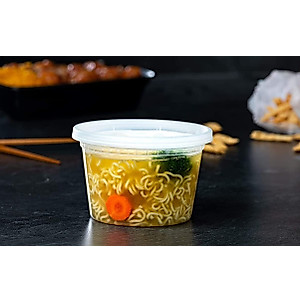 Mr. Miracle Deli Containers with Lids - 48 Pack of 16 oz Clear Airtight Reusable Plastic Food and Multi-Purpose Containers - Microwave, Freezer, and Dishwasher Safe