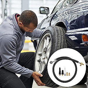 1 Pc Tire Inflator Hose-60cm, Fine Thread Air Pump Hose Lengthened with Valve Adaptors Flexible for Car Bicycle Tire Pump's Hose(Main Black)