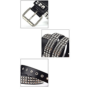 Idopy Women Men Gothic Punk Rivet Nickel Pyramid Studded Faux Leather Belt (Black)