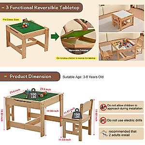 Wood 3 in 1 Kids Table and Chairs Set with Storage New Enamel Whiteboard and Built in Plate Detachable Tabletop Children Furniture Toddler 3 Piece Set Ideal for Arts & Crafts Dining Homework & More