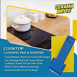 Cerama Bryte Scraper & Pad Combo Cooktop Tool, Blue