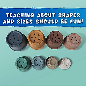 NEAFRON 8 PCS Baby Stacking Toys for Toddlers 1-3, Nesting Cups, Early Educational Development Baby Stacking Cups, Bathing Toys for Boys and Girls (Brown)