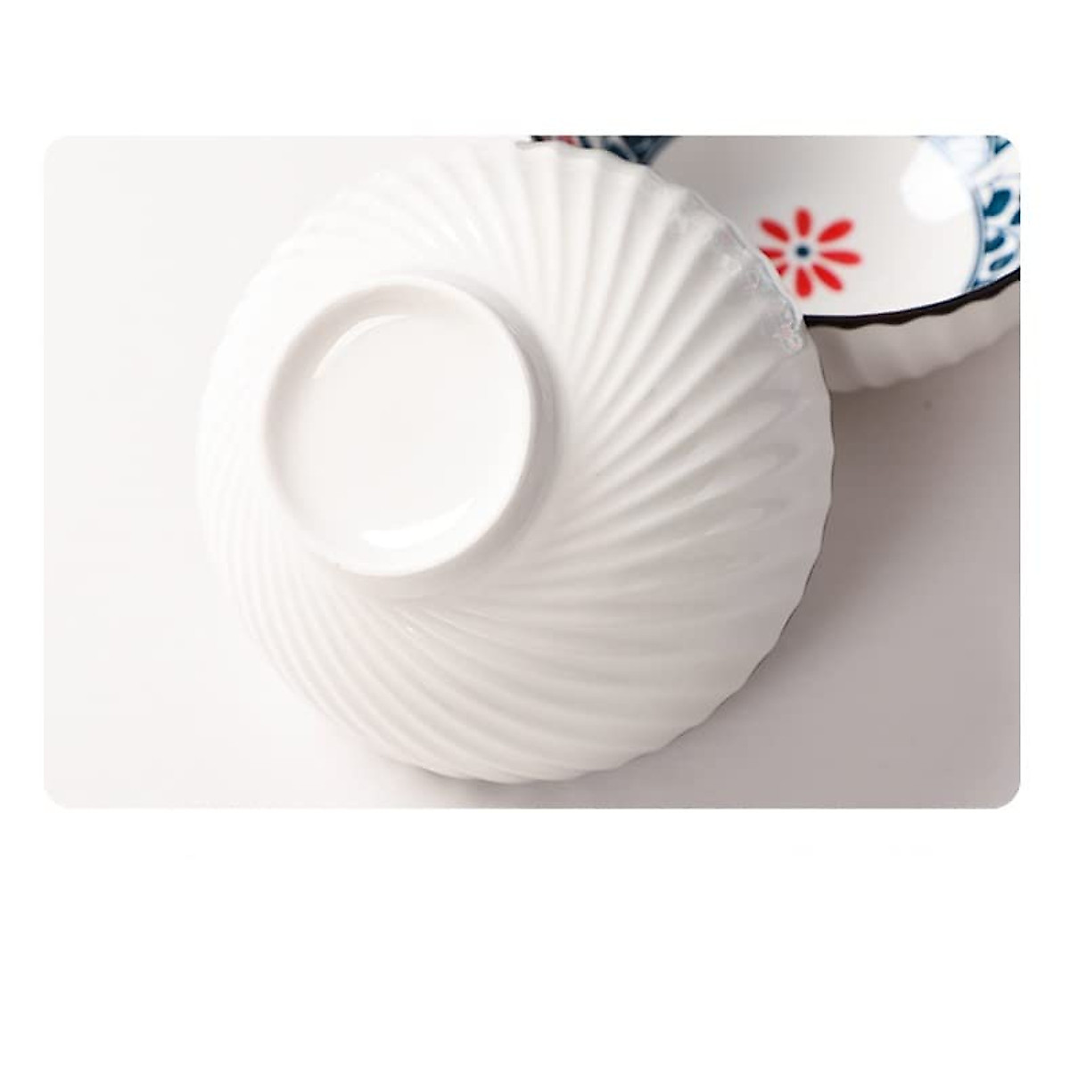 RYUHYF ceramic bowl, Japanese rice bowl, with gift box. 10 oz thick blue and white porcelain bowl, kitchen cereal bowl, dessert bowl (Two bowls set)