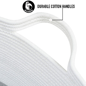 Large Blanket Basket | Cotton Rope Basket for Blankets Living Room | Size 21.7" x 21.7" x 13.8" | Large Basket for Blankets | Baby Laundry Basket |