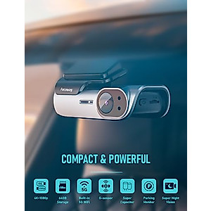 Dash Cam Front and Rear, 4K / 1080P HD Dual Dash Camera for Cars with Free 64GB TF Card, 5GHz WiFi, Super Night Vision, Supercapacitor, 160° Wide Angle, 24H Parking Mode, App Control, Type C Port