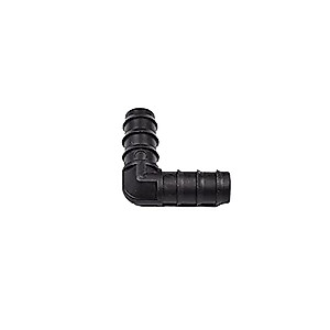Rayurain 25pieces Black Plastic 1/2 inch Barbed Insert Elbow Connectors for Irrigation Tubing 16mm (fit I.D. 0.510"–0.590")