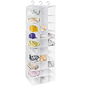Libeder Hanging Closet Organizers 30 Section Shoe Shelves, Shoe Storage Hanging Shoe Rack, Space Saving Shoe Holder, White