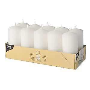 PAPSTAR Unscented White Small Pillar Candles Set of 10 | Dripless and Smokeless Household Dinner, Party Candles | European Made Premium Quality 10h Burning Time | 1.5x3.5 Inch
