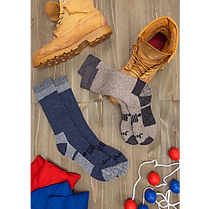 Jeep Men's Performance Wool Hiking Crew Socks-2 Pair Pack-Heavyweight Cushioned Comfort, Black, 8-12