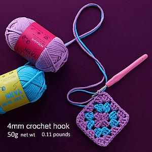 Mooaske 3 Pack (3 x 50g) Crochet Yarn with Crochet Hook - Worsted Medium Yarn for Crocheting - Easy-to-See Stitches Cotton-Nylon Blend Beginner Knitting Yarn for Adults and Kids