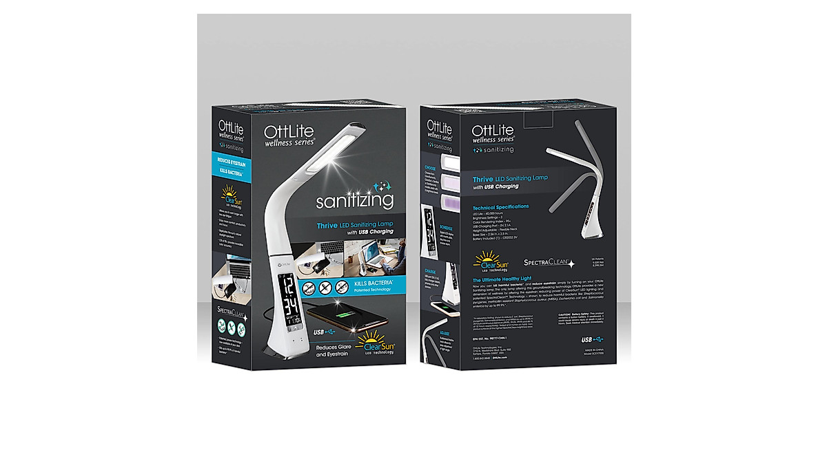 OttLite Thrive LED Desk Lamp with Sanitizing & USB Charging
