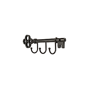 FantasHome Classic Key Design Wall Mounted Hook Rack with 3 Hooks – Black