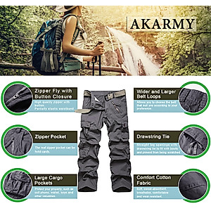 AKARMY Womens Cargo Pants with Pockets Outdoor Casual Ripstop Camo Military Combat Construction Work Pants Gray
