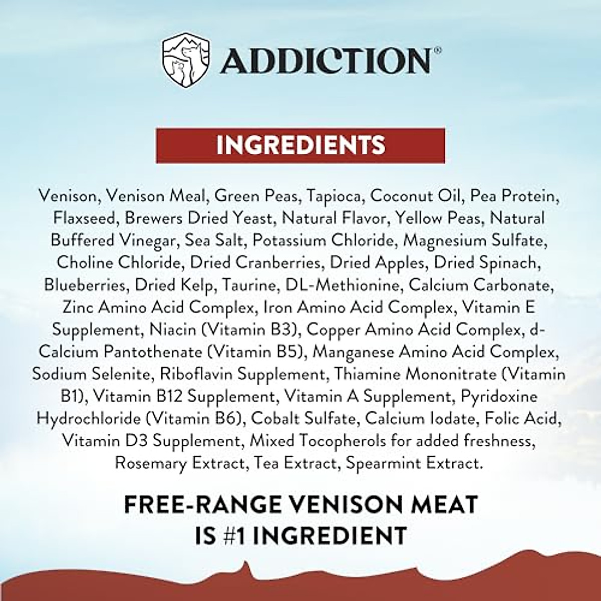 Addiction Viva La Venison Premium Grain-Free Dry Dog Food - Single Protein & Novel Meat with Probiotics - No Chicken, Beef, or Turkey - Ideal for All Dogs & Puppies 4lb