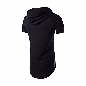 Men's Hipster Hip Hop Hoodies Side Zipper T Shirt Casual Cotton Pullover Hoodies Shirts (XX-Large, Black)