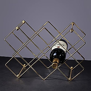 XXSLY Countertop Wine Rack Metal Geometric Wine Organizer Stand Wine Storage Holder Display Shelf Decoration for Home Bar Countertop Tabletop Cabinet (Pyramid 4 Bottles)
