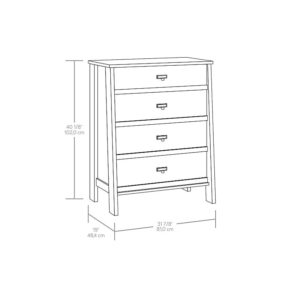 Sauder Trestle Engineered Wood 4-Drawer Chest in Timber Oak Finish