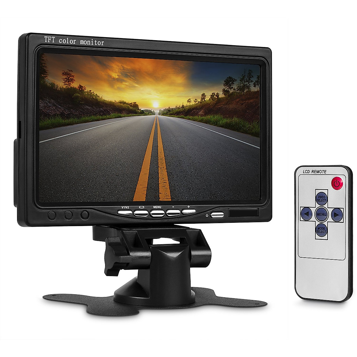 WickedHD WRC-LCD 7 Inch High Resolution Rotating Color TFT LCD Display Monitor with Remote Control and Mounting Bracket