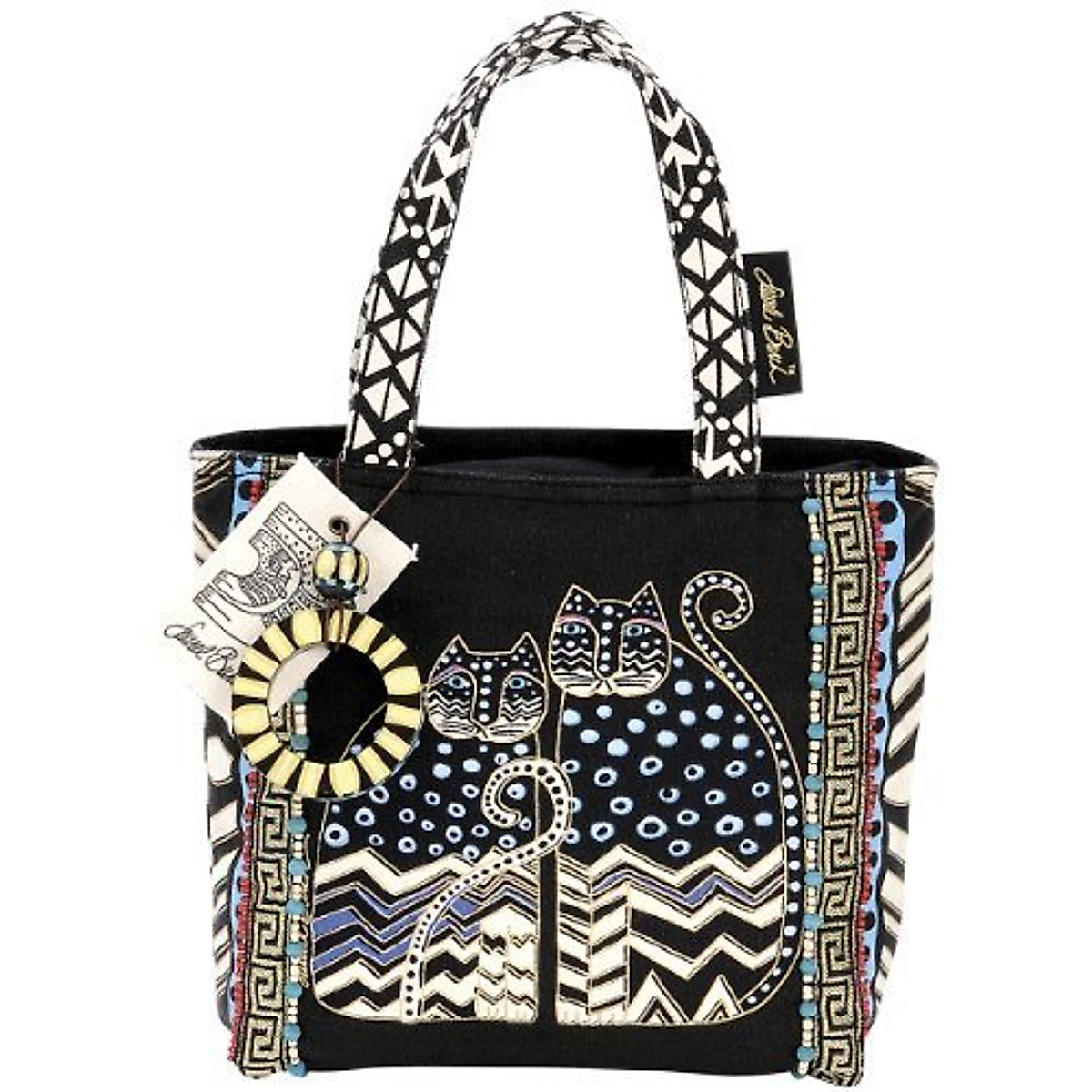 Laurel Burch 9 x 9 x 3-inch Spotted Cats Medium Tote with Zipper Top by Laurel Burch