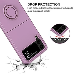 BENTOBEN Galaxy Z Flip 4 5G Case, Slim Silicone Kickstand, Shockproof Protective Bumper for Women, 6.7 inch, Purple