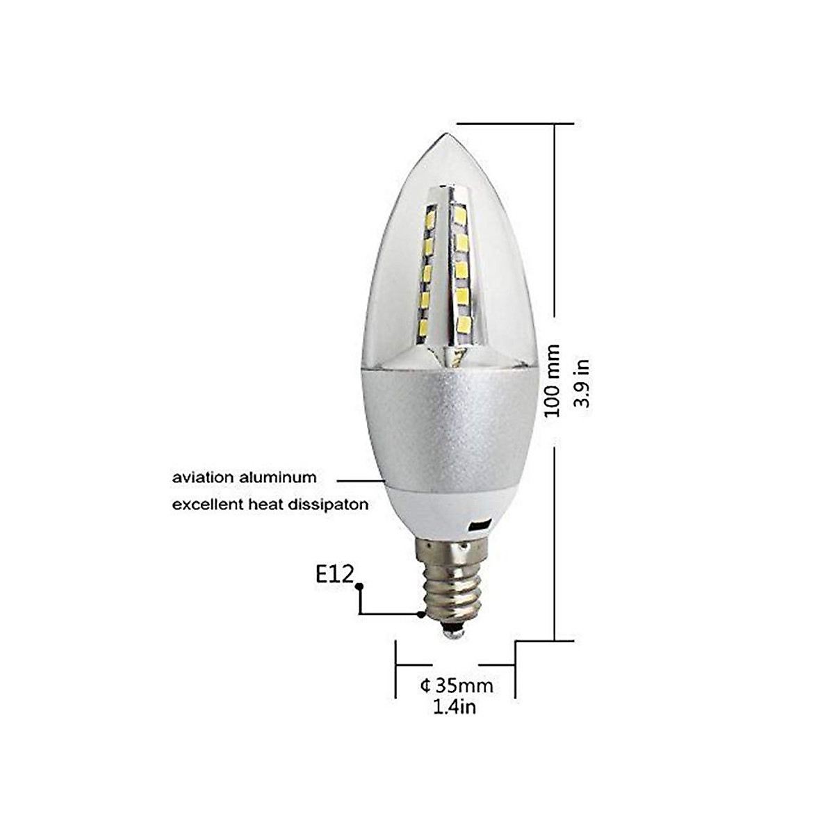 E12 LED Candelabra Bulbs 5W AC85-265V E12 LED Lights Bulbs Cool White 6000K Chandelier Light Bulbs 60-Watt Candles Equivalent Lights Bulbs for Ceiling Fan Dining Room Home Decor,Pack of 6