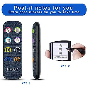 Key Finder with Thinner Receivers & Advanced Fabric Remote, SIMJAR 80dB+ RF Item Locator with 131ft Working Range, 1 RF Transmitter & 8 Receivers