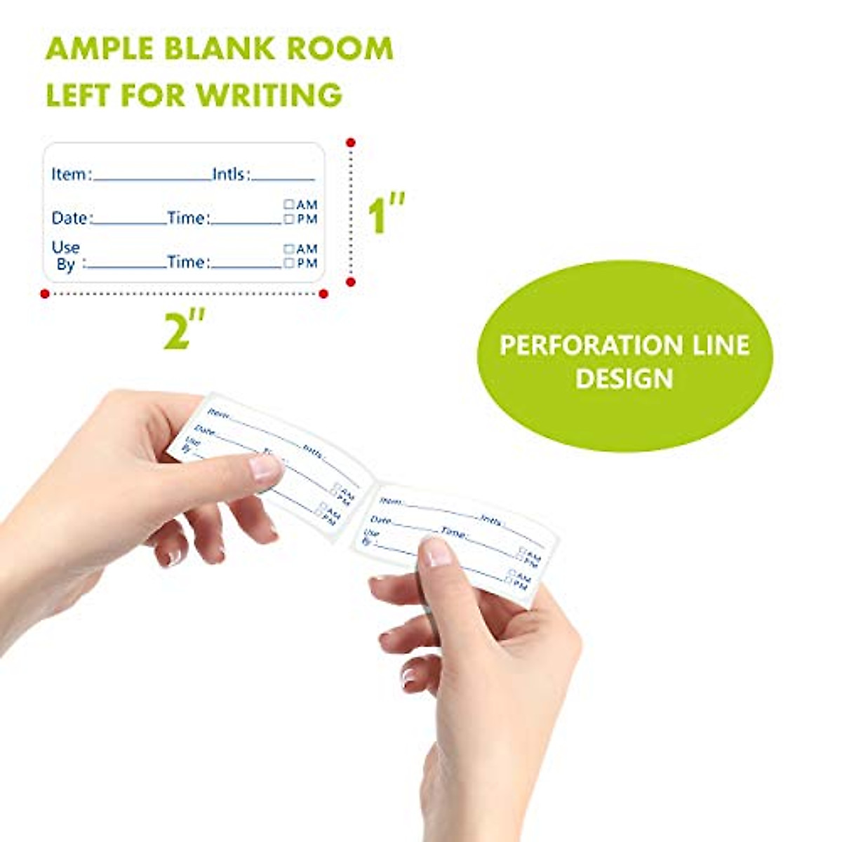 500 Removable Freezer Pantry Canning Labels Set Water Oil Resistant with Perforation Line for Food Containers Jars Kitchen Restaurant Storage Organization (Detailed Area Version, 2” X 1”) …