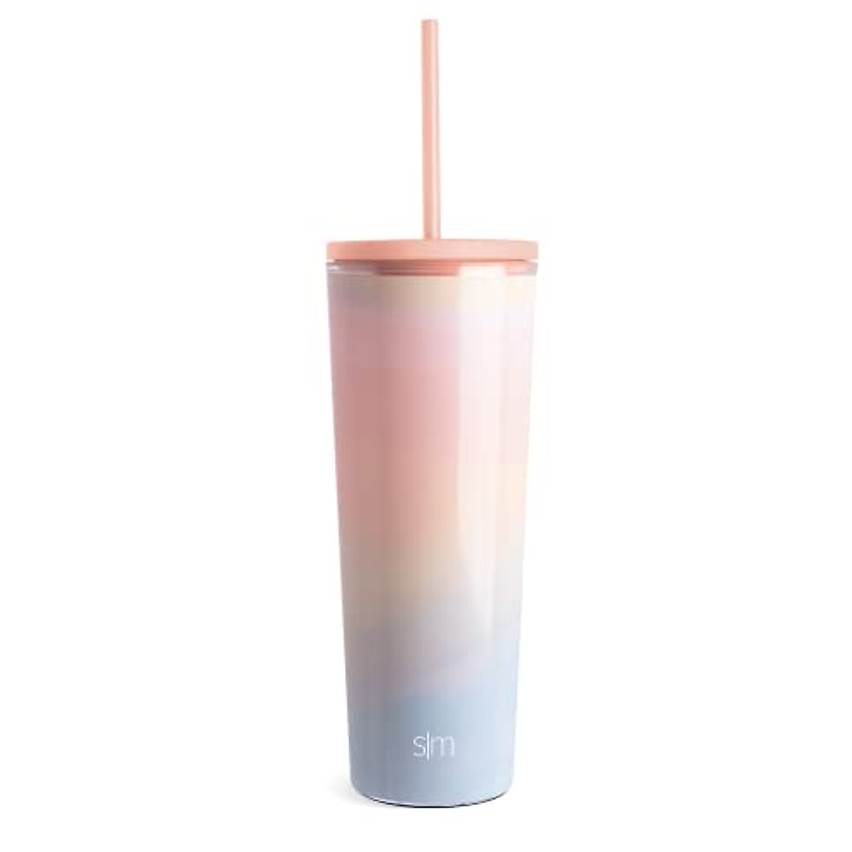 Simple Modern Plastic Tumbler with Lid and Straw | Reusable BPA Free Iced Coffee Cups Double Wall Smoothie Cup | Gifts for Women Men Him Her | Classic Collection | 24oz | Sherbet Swirl