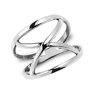 AeraVida Modern Infinite Loop Open X Orbit .925 Sterling Silver Band Ring | Wedding Rings For Women | Casual Fit Silver Rings for Women | Statement Fashion | Sterling Silver Rings Sizes 6-10 (10)