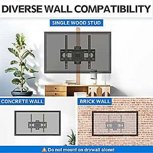 MOUNTUP TV Wall Mount, Single Stud TV Mount Swivel Tilt Full Motion for Most 26-55 Inch Flat Screen/Curved TVs, Universal Articulating Wall Mount TV Bracket with Max VESA 400x400mm, Holds up to 60lbs