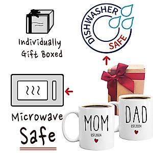 CHIEN-CHI LILI SUUURA-OO Est 2024 New Mom Dad Mug Coffee Mug Gift for Parents, Est 2024 couple shower wedding shower expecting parents, New Parents Gift Set of 2 Mugs-76