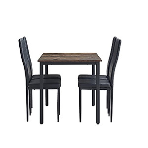 Tassullo Dining Table and Chair Set for 4, 47 Inch MDF Tabletop Kitchen Table Set with High Back PU Leather Chairs, Nesting for Space Saving (Table & Chair Set)