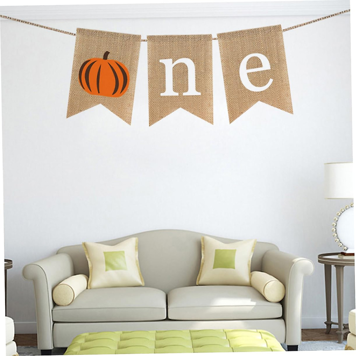 ibasenice 3pcs Kids First Birthday Bunting First Birthday Hanging Garland Halloween Theme Banner Burlap Banner Rings Baby Pumpkin