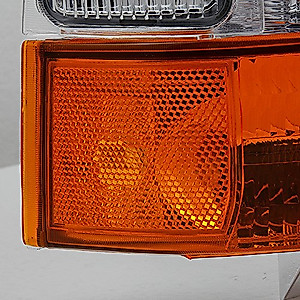 AKKON - For 1999-2004 Ford F250 F350 F450 F550 SuperDuty Excursion Chrome Headlights With Amber Bumper Signal Light Lamps