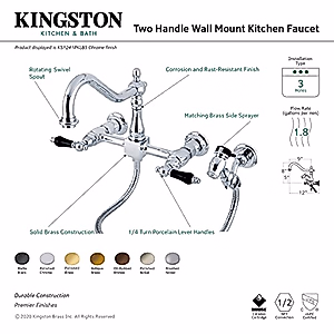 Kingston Brass KS1245PKLBS Duchess Bridge Kitchen Faucet, 8-1/2" In Spout Reach, Oil Rubbed Bronze