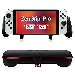 Satisfye – ZenGrip Pro Gen 3 OLED Slim Bundle, Accessories Compatible with Nintendo Switch - The Bundle includes: Black Pro Grip, Slim Case