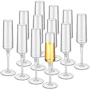 Meanplan Champagne Flutes Glasses Plastic Acrylic Wine Glasses Clear Wedding Flutes Glassware Cocktail Cups Bulk Reusable for Wedding Birthday Anniversary Christmas(12 Pieces)