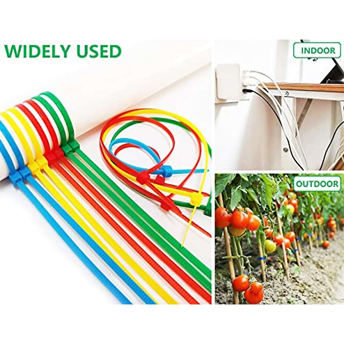 400Pcs Colored Zip Ties 4 Inch Cable Ties, 4/6/8 Inch Optional, Red Yellow Green Blue Small Zip Ties Set - 4 Inch
