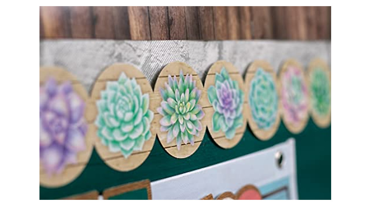 Rustic Bloom Succulent Die-Cut Border Trim for Classrooms