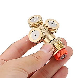 01 02 015 Water Spray Head, High Pressure Irrigation Nozzle 3 Hole Easy Installation Copper for Garden for Lawn for Greenhouse
