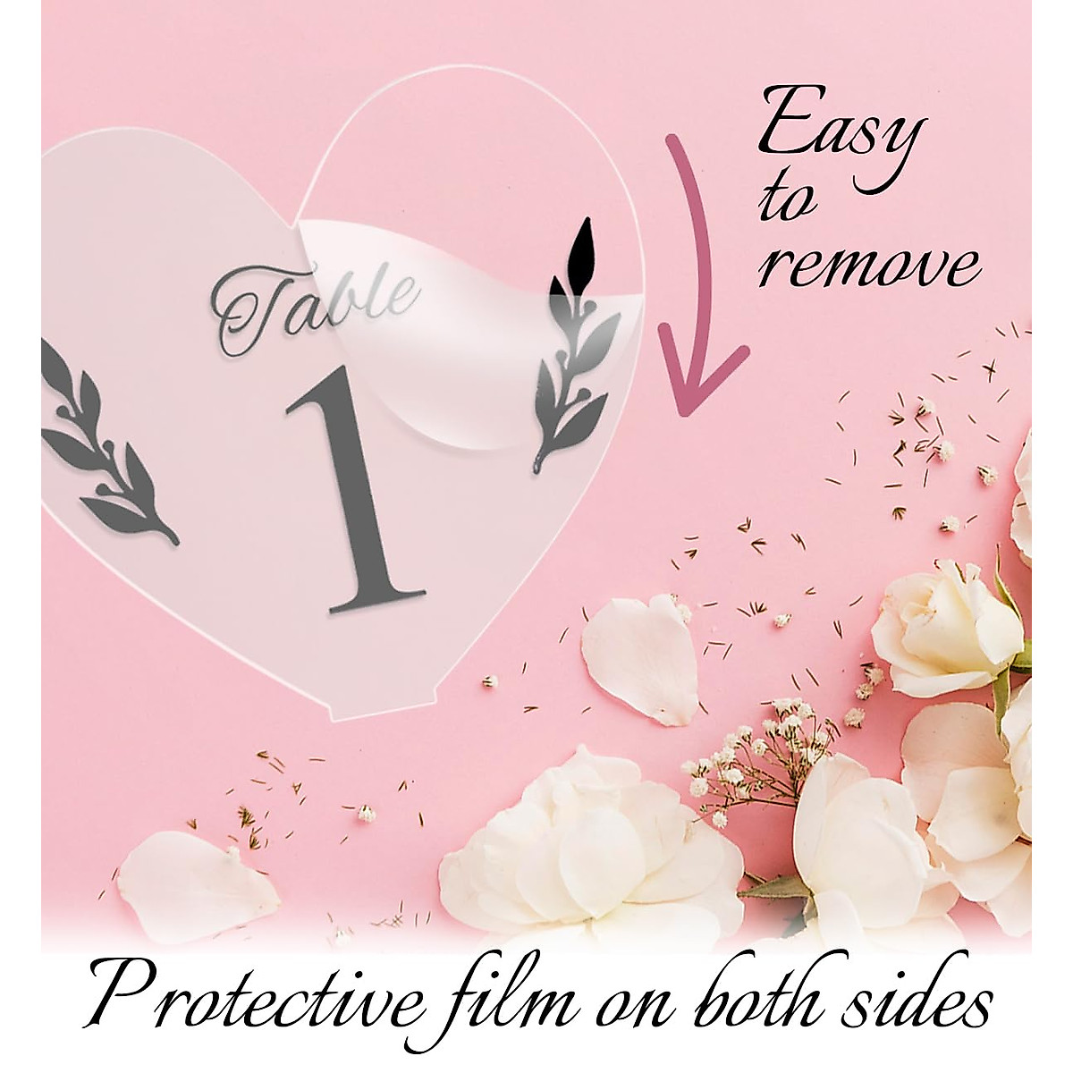 25 PCS Wedding Table Numbers, Table Numbers for Wedding Reception heart shaped, Table Numbers Wedding acrylic, Wedding Table Number with stands.